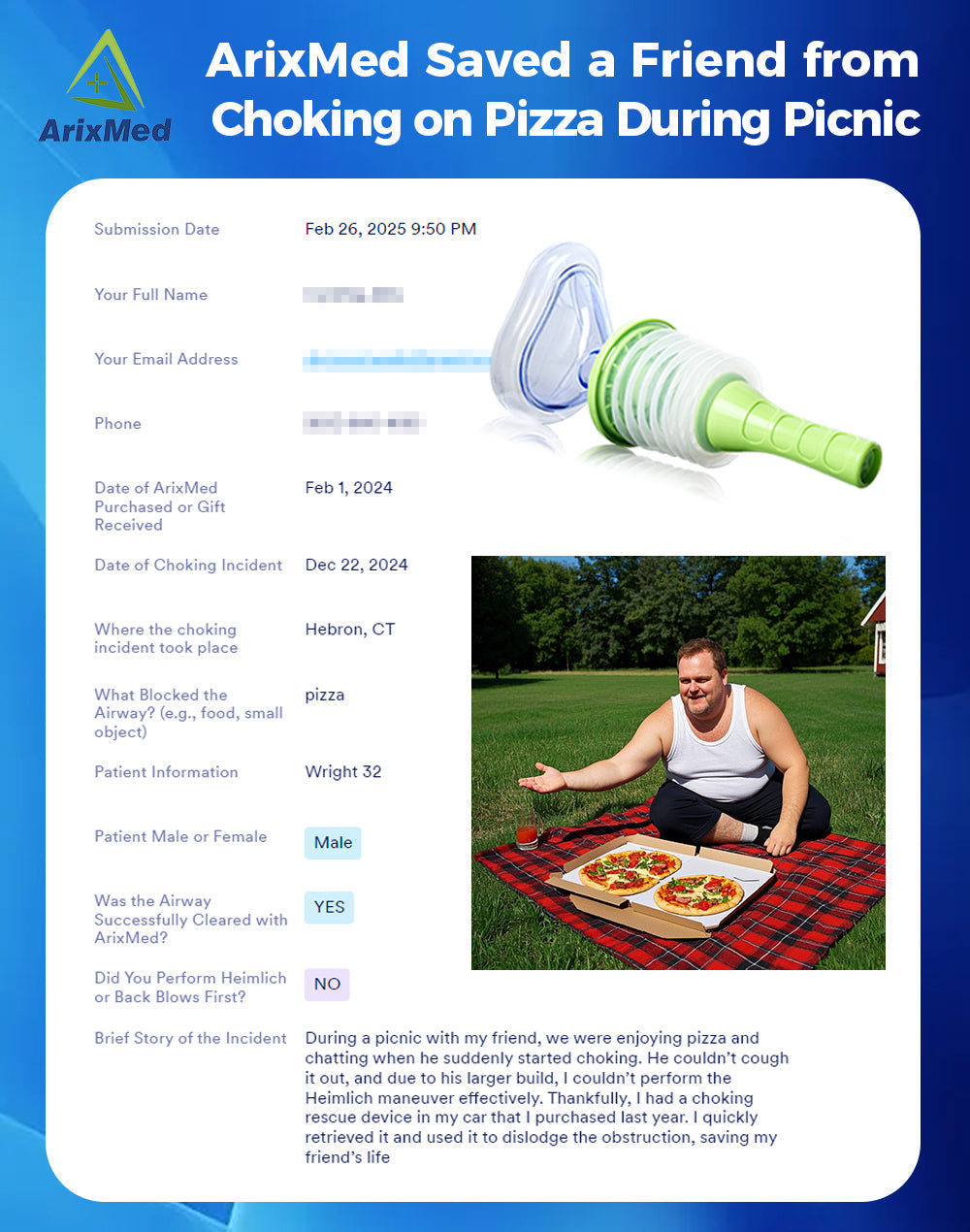 #96 ArixMed Saved a Friend fromChoking on pizza During Picnic – ARIX ...