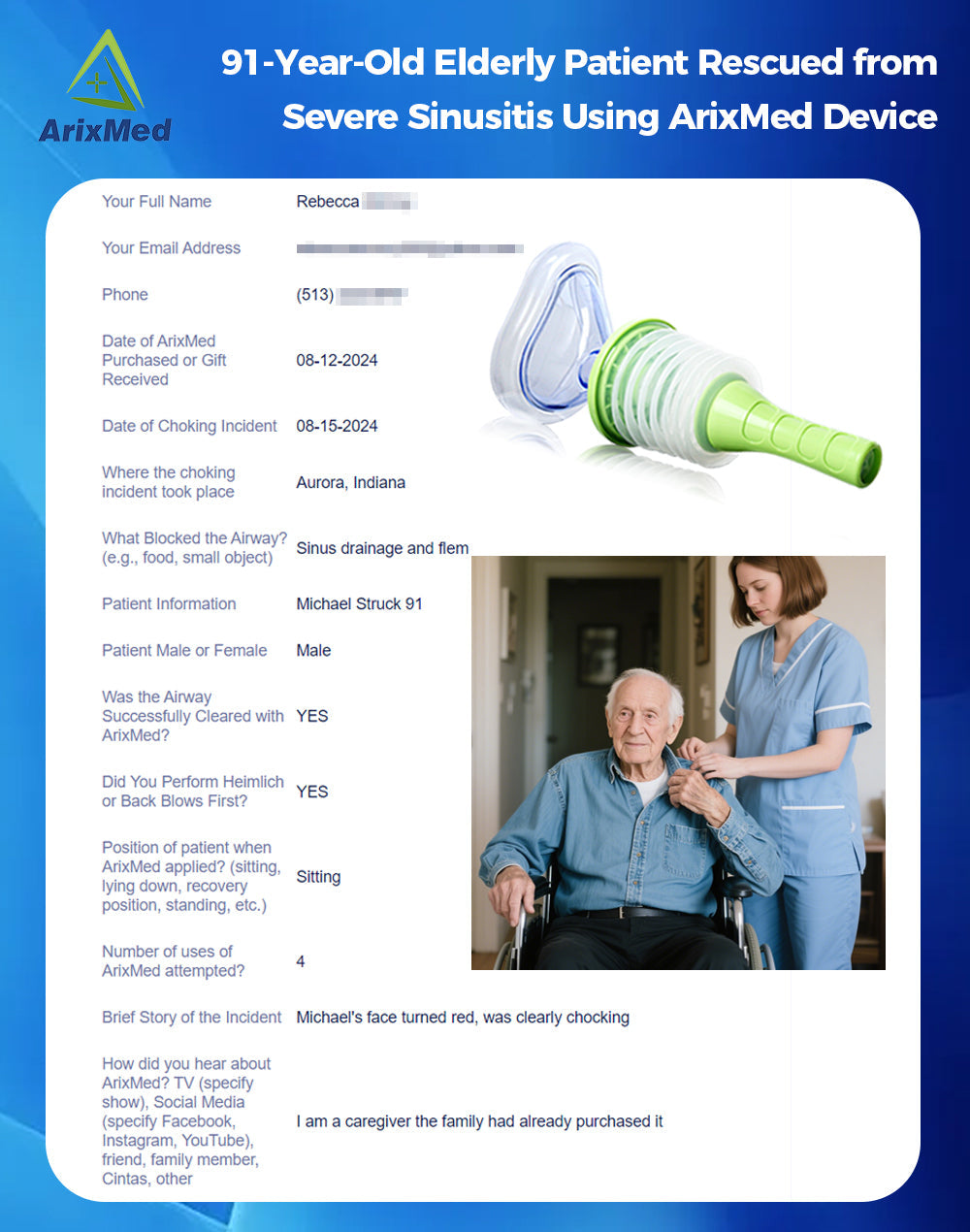 #309 ArixMed Helped Clear Sinus Drainage and Phlegm for 91-Year-Old Mi ...