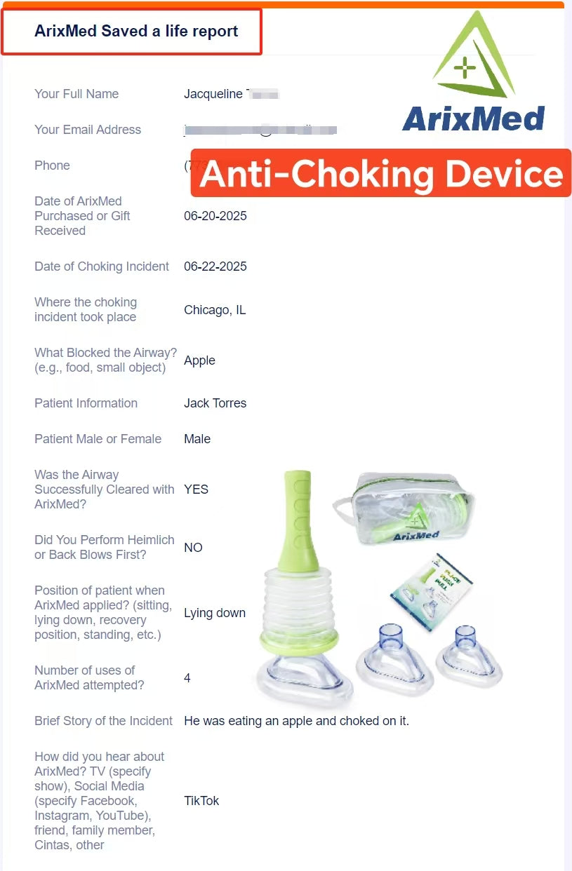 #520 Apple Choking Incident — Saved by ArixMed – ARIX MED INC